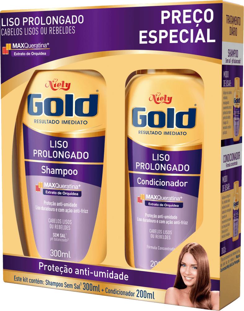 Kit Niely Gold Shampoo 300ml + Condicionador 200ml Orquídea Liso ...