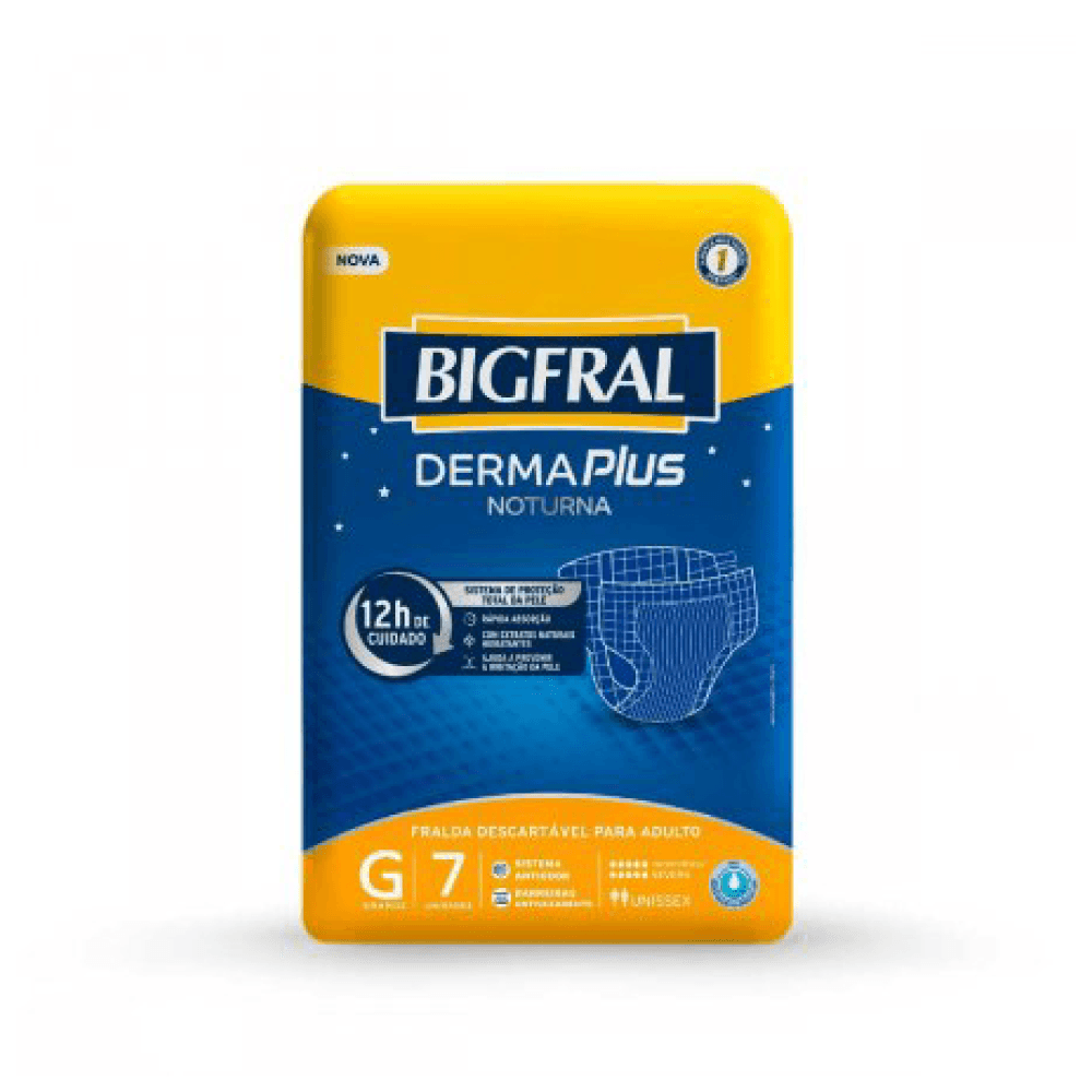 Fralda Descartável Adulto Bigfral Derma Plus Noturna G 70 a 90kg Pacote ...