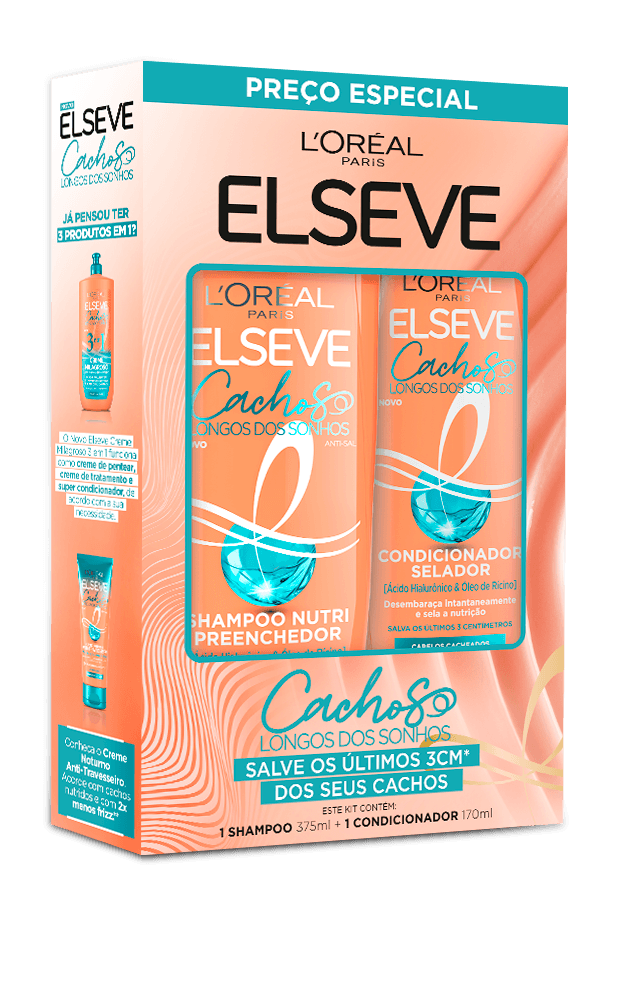 Kit Shampoo 375Ml + Condicionador 170Ml L'Oréal Paris Elseve Cachos Dos ...