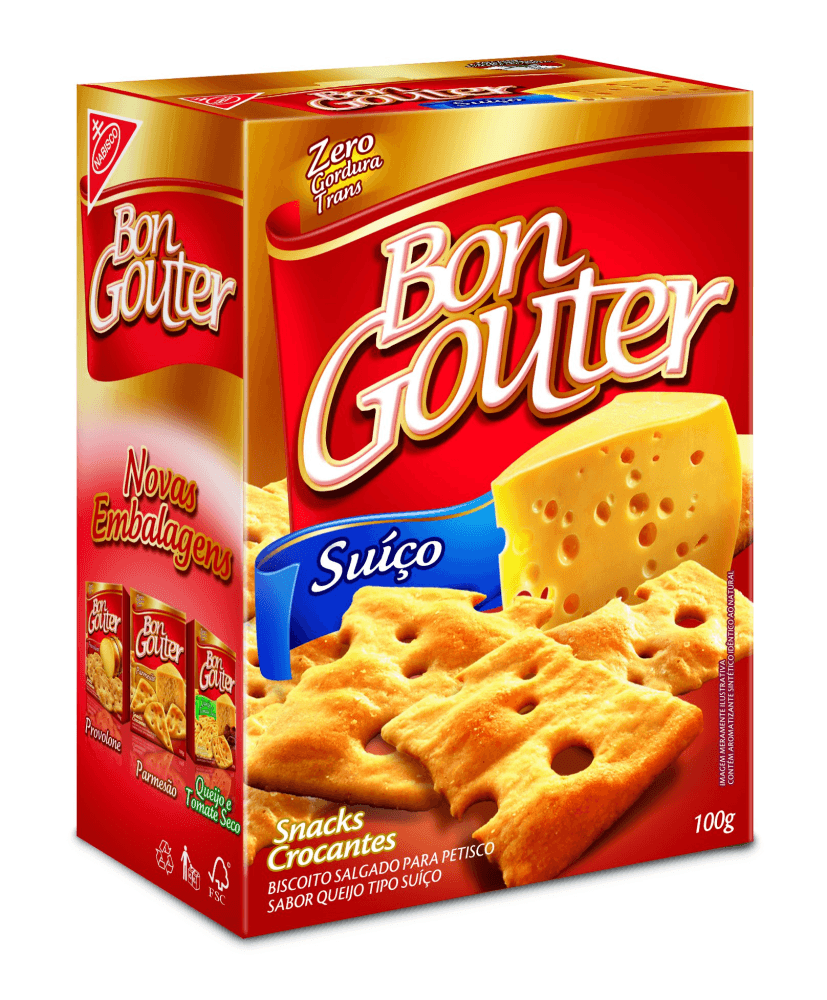 Biscoito Salgado para Petisco Queijo Suíço Bon Gouter Caixa 100g - Dec ...