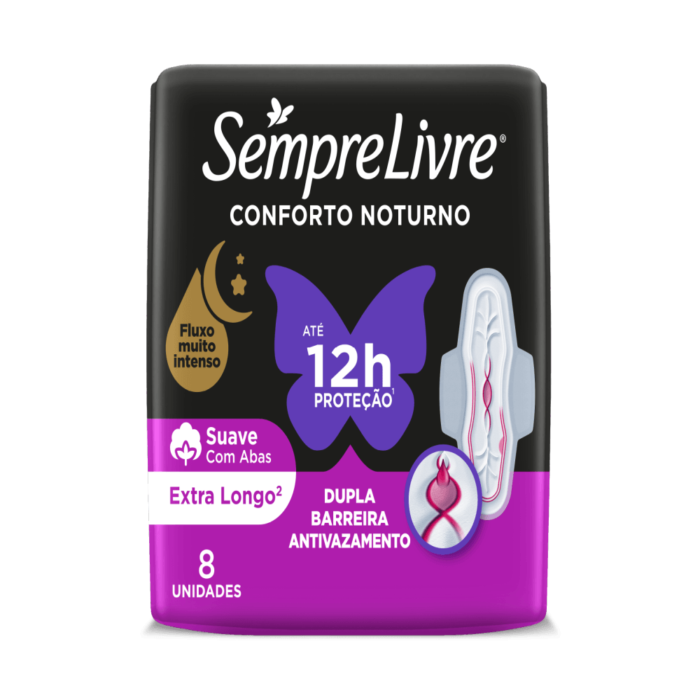 Absorvente com Abas Noite e Dia Suave Sempre Livre Adapt Plus Pacote 8 ...