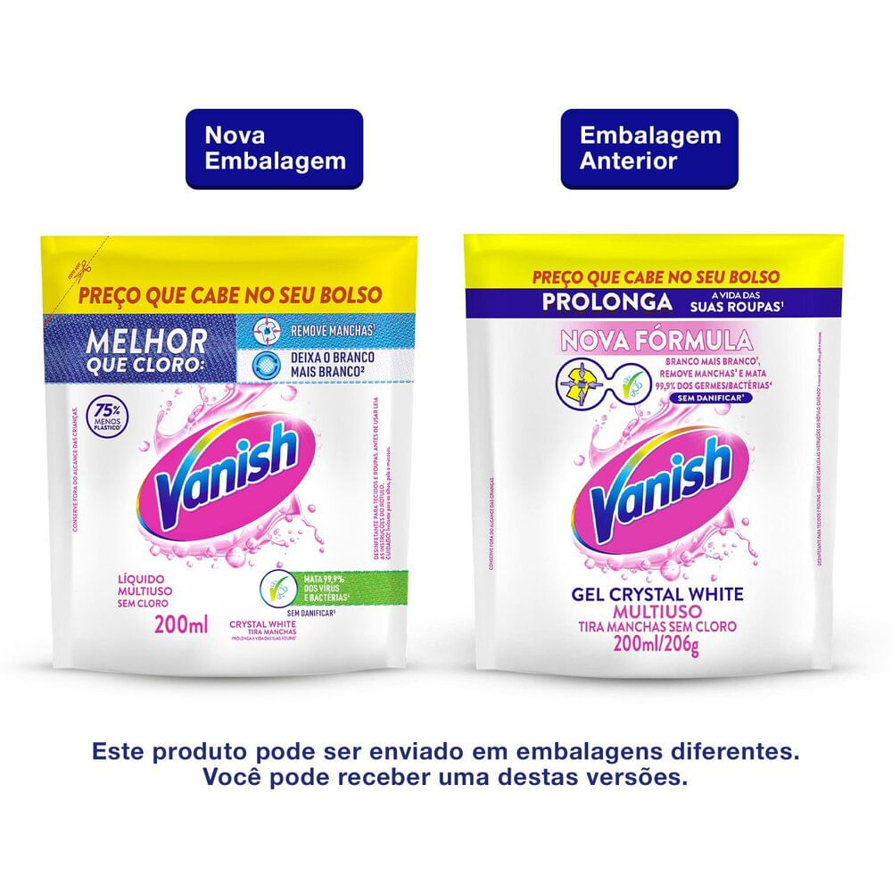 Tira Manchas Vanish Líquido Crystal White para roupas brancas Refil ...