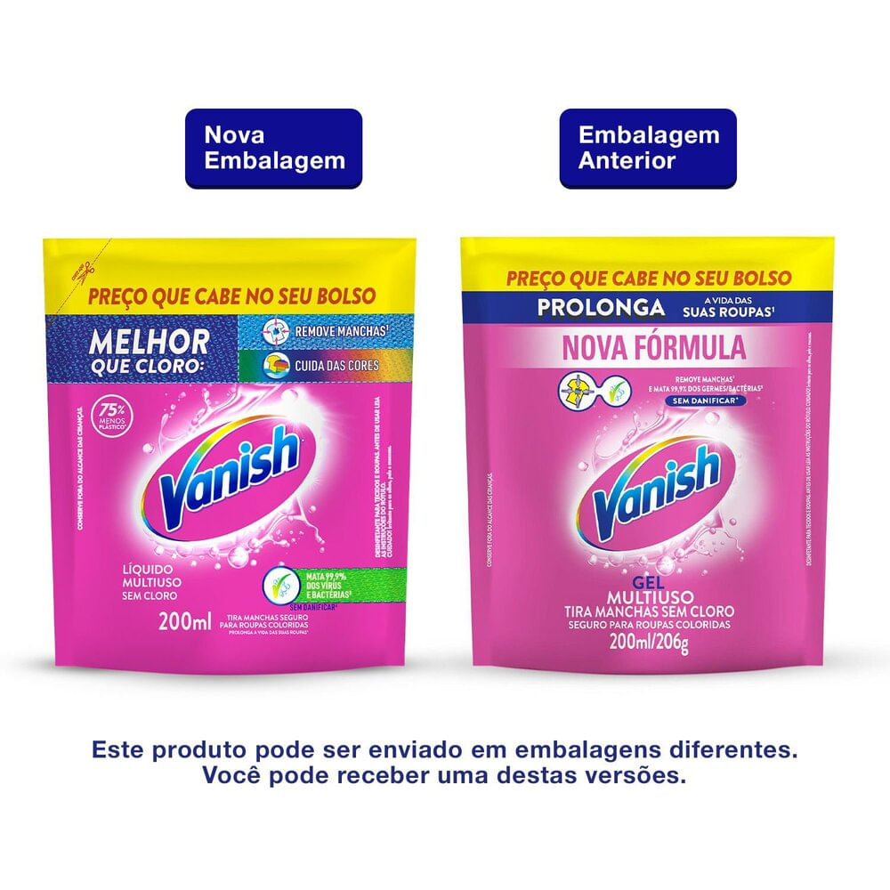 Tira Manchas Vanish Líquido Multiuso para roupas coloridas Refil ...