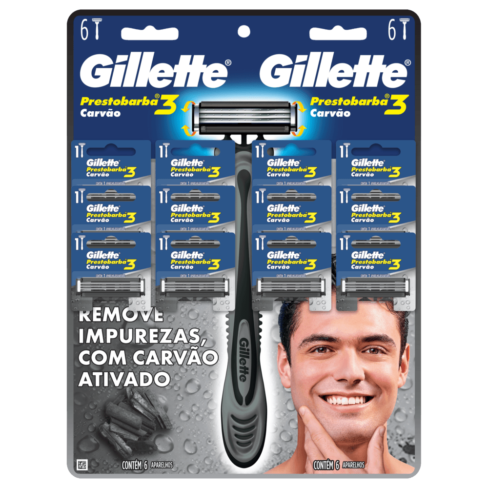 Aparelho de Barbear Prestobarba-3 Carvão Ativado CT 12un - Dec Minas